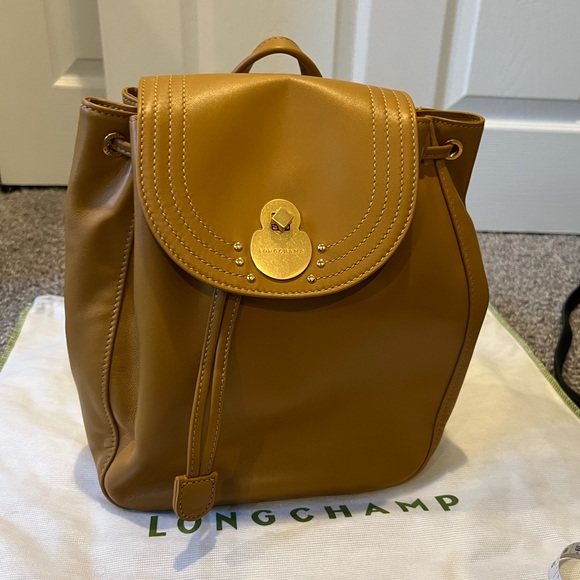 Longchamp | Bags | Longchamp Cavalcade Natural Beige Brown Leather ...